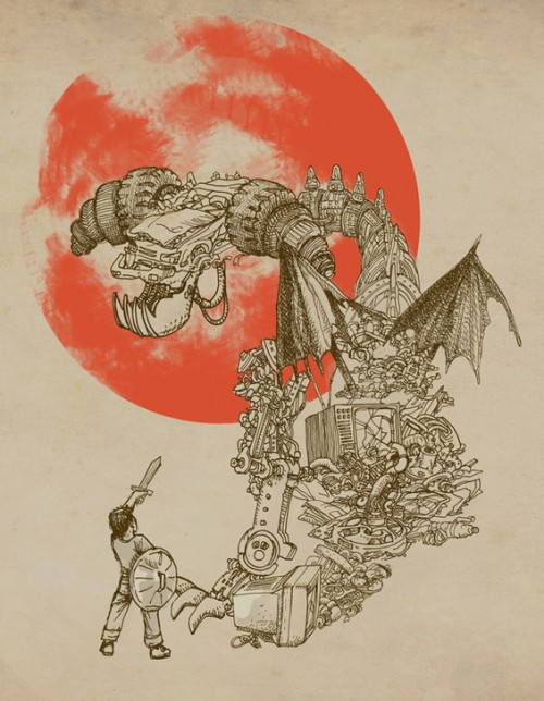 Traditional pen and ink art of Eric Fan