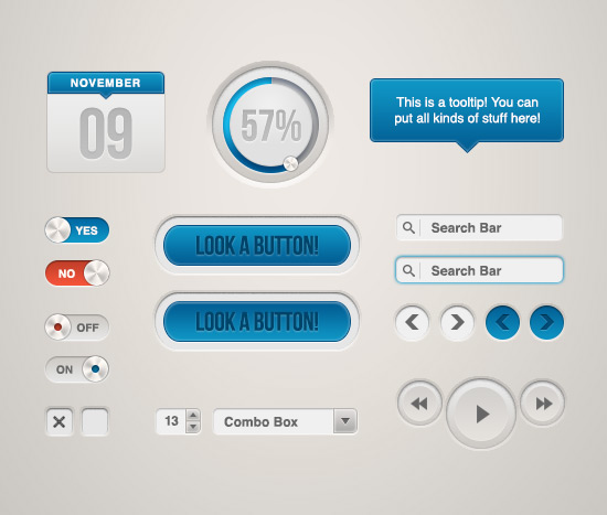 70 Free GUI / UI / UX PSD kits and web elements for download