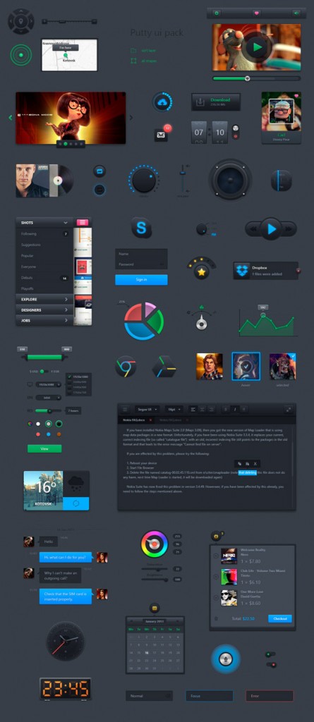 70 Free GUI / UI / UX PSD kits and web elements for download