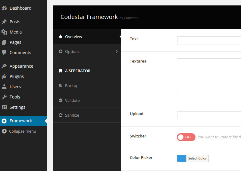 WordPress Options Framework - Codestar